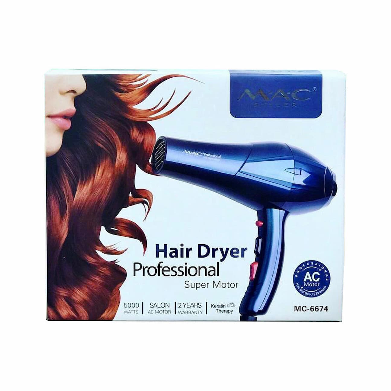 MAC STYLER HAIR DRYER PROFESSIONAL SUPER MOTOR MC-6674 | Jingles